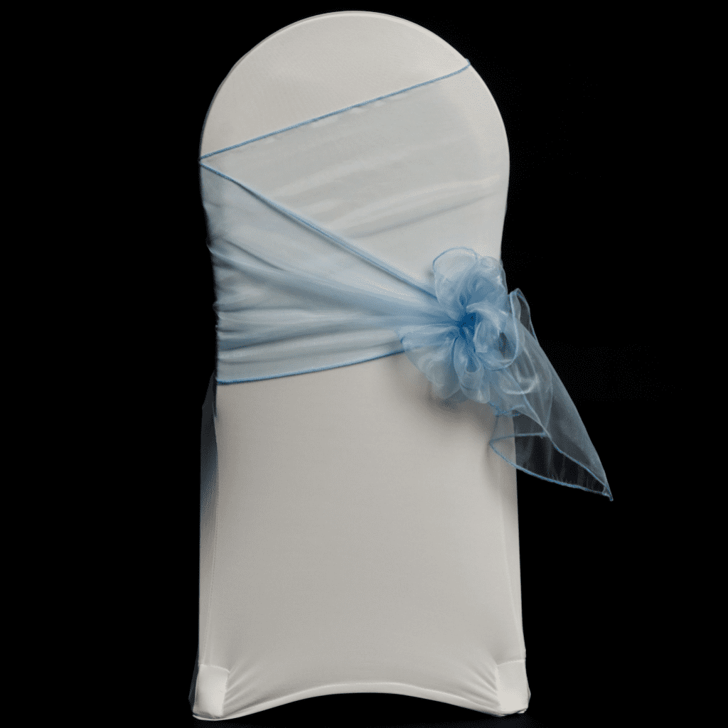 Baby Blue Organza Chair Cover Sash 35cm – IMA Trading Ltd